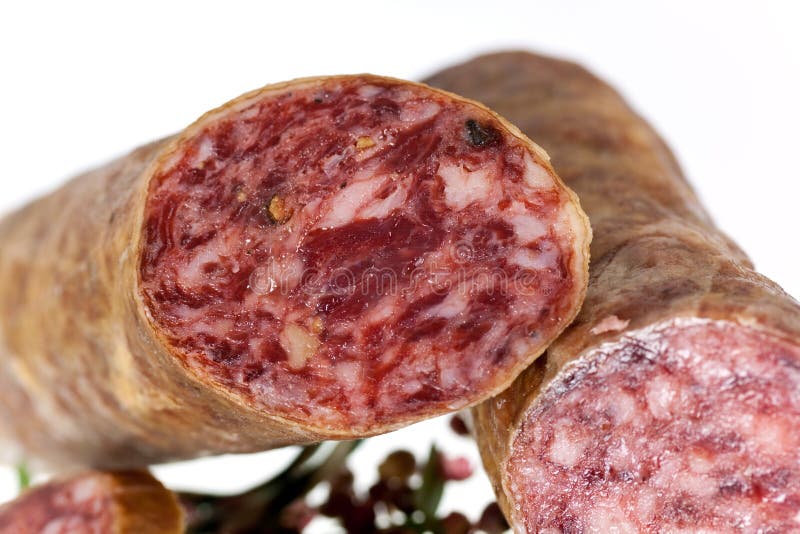 Gourmet Pepper Salami with Garlic Stock Image - Image of closeup ...