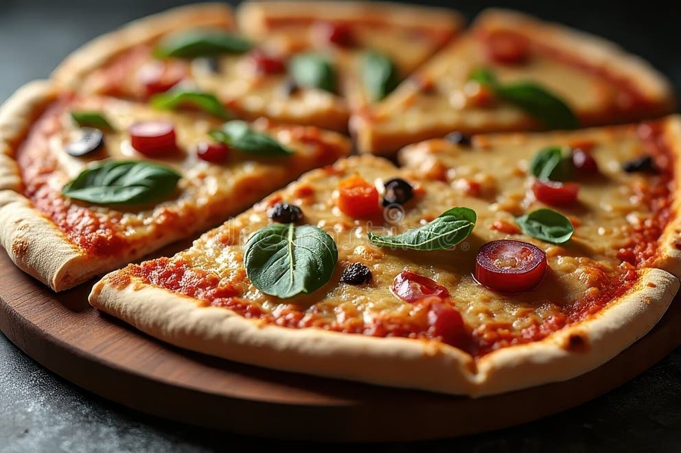 Gourmet Pizza Feast stock illustration. Illustration of appetizing ...