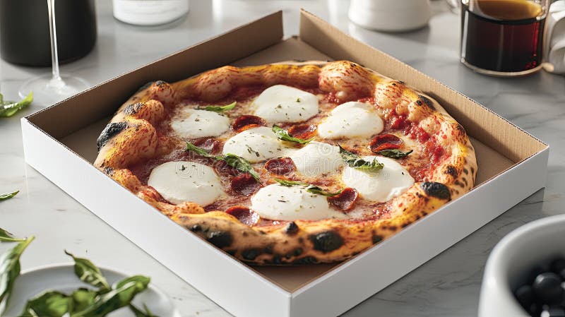 A Gourmet Pizza Placed in a Sleek, Branded Box with a Clean, Minimalist ...