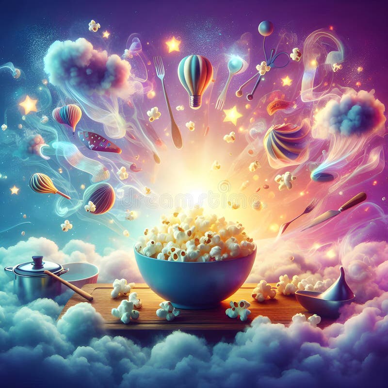 Gourmet Popcorn Art with Dynamic Smoke Effect Stock Image - Image of ...