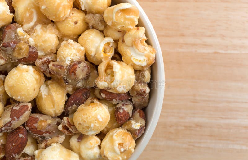 Gourmet Popcorn with Nuts in a Bowl Stock Image - Image of unhealthy ...