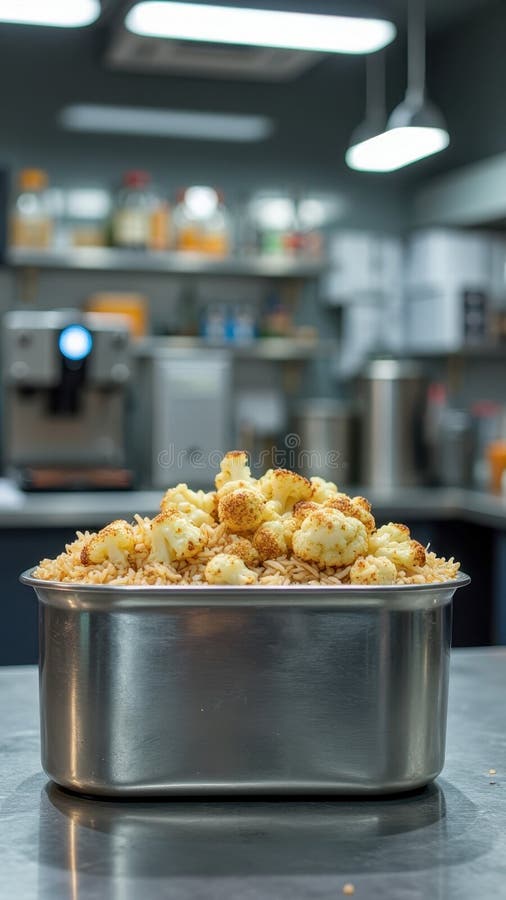 Gourmet Popcorn in Stainless Steel Bowl on Industrial Kitchen Counter ...