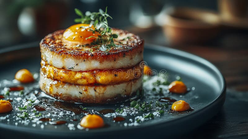 Gourmet Potato Stack with Egg Yolk and Herbs - Exquisite Culinary ...