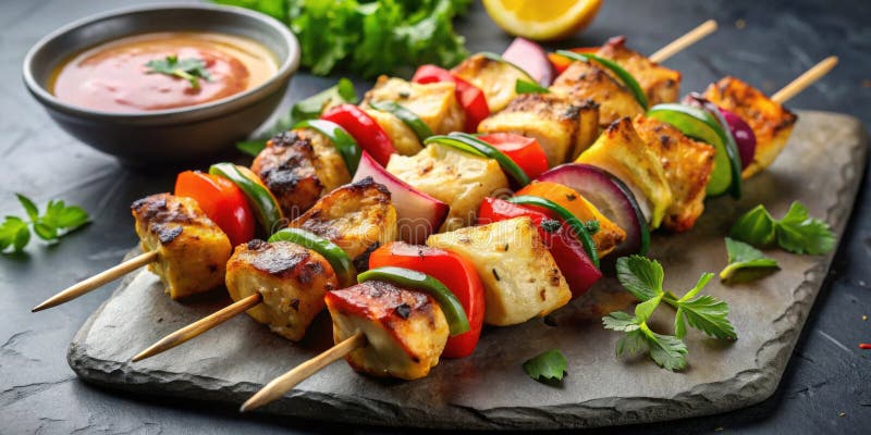 A Gourmet Rendition of Chicken Malai Boti Skewers Stock Image - Image ...