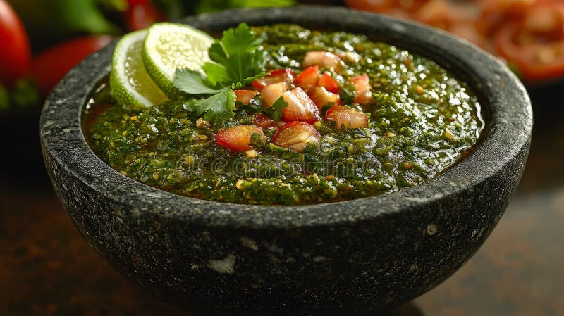 Gourmet Salsa in Stone Bowl Stock Photo - Image of appetizing ...