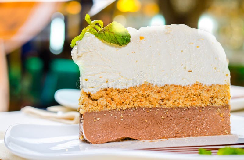 Gourmet Slice of Three Layer Delicious Cake Stock Photo - Image of ...