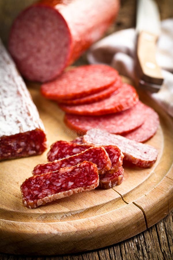 Gourmet sliced salami stock photo. Image of cooked, delicious - 31191226