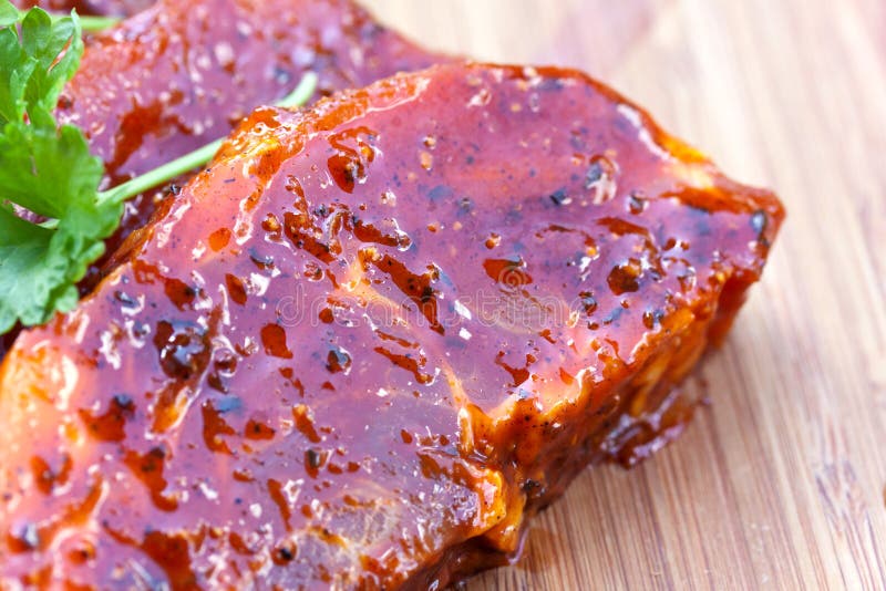 Gourmet -slices of Suckling Pig-raw Stock Photo - Image of parsley ...