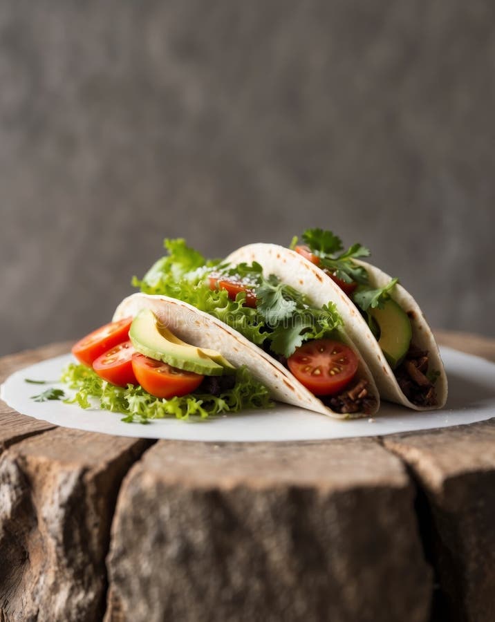 Gourmet Tacos with Natural Ingredients and Textured Background Stock ...