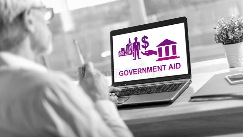 Government Aid Concept on a Laptop Screen Stock Photo - Image of ...