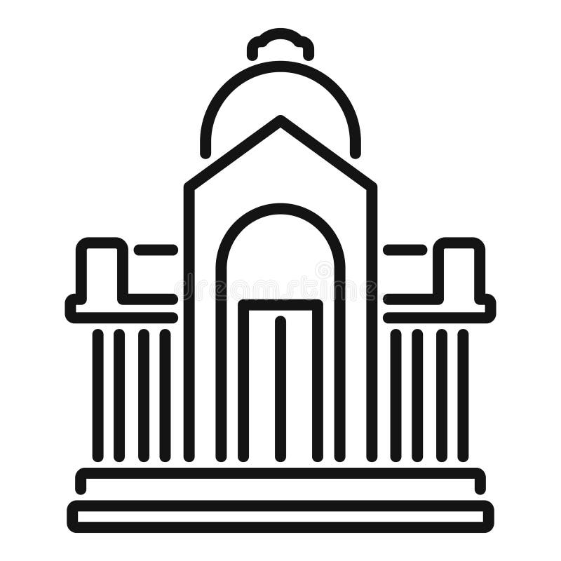 Government Building Facade with Columns and Dome Icon Stock Vector ...