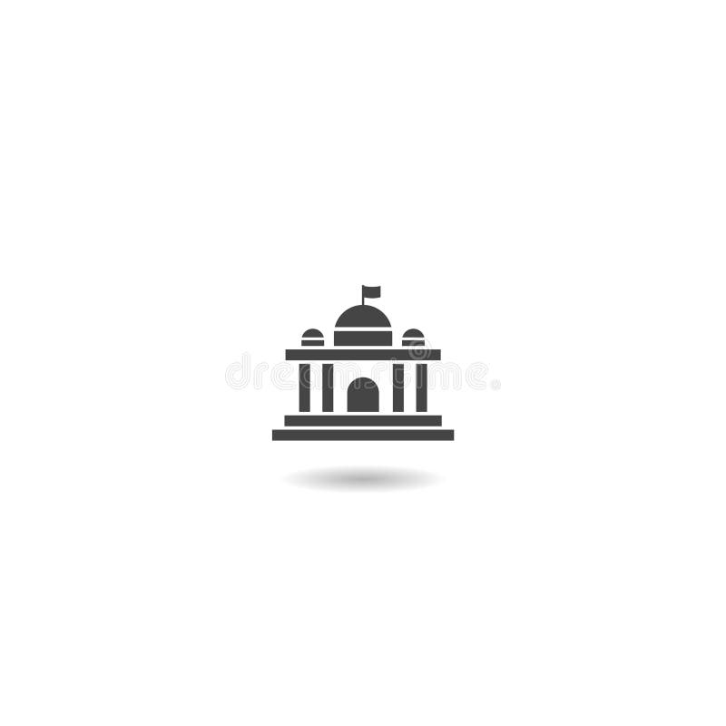 Government Building Icon with Shadow Stock Vector - Illustration of ...