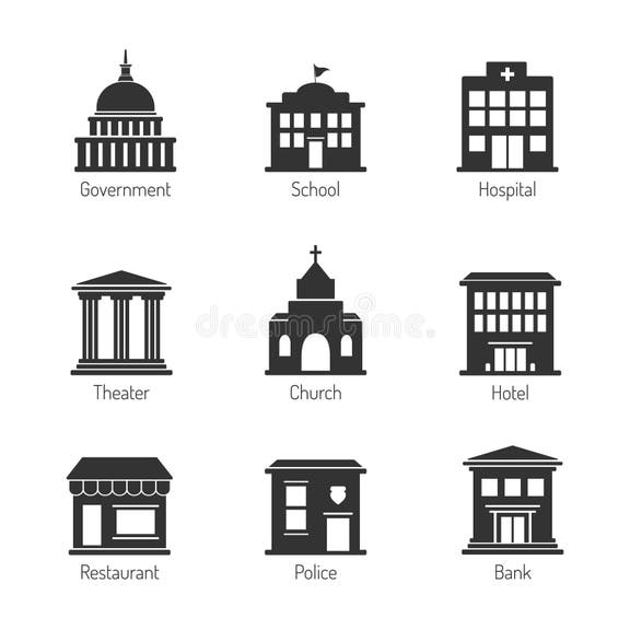 Government building icons stock vector. Illustration of business - 43678167