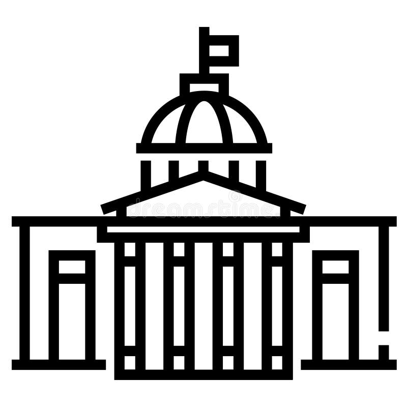 Government Building Line Illustration Stock Vector - Illustration of ...
