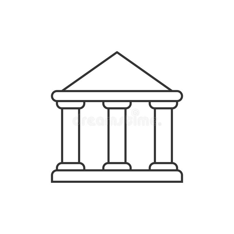 Government Building Outline Icon Stock Vector - Illustration of banking ...