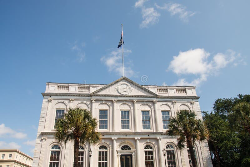 Government Building by Palm Trees Stock Photo - Image of architecture ...