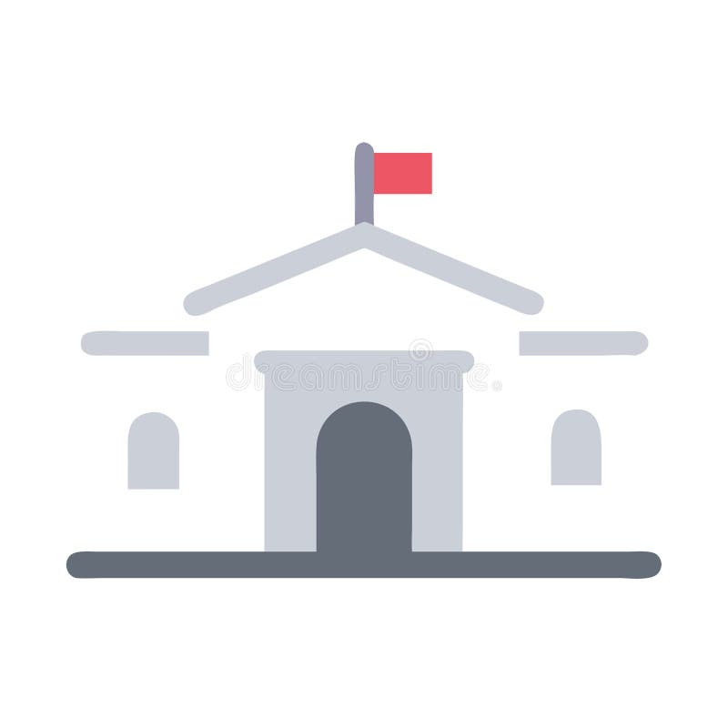 Government Building Vector with Red Flag for Education and Design ...