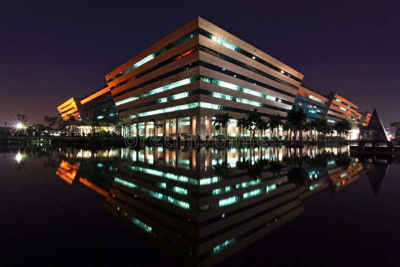 Government Complex Building Shines at Night Editorial Image - Image of ...