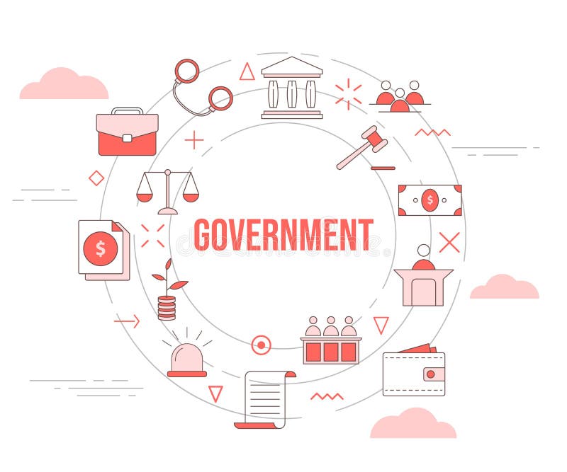 Government Concept with Icon Set Template Banner with Modern Blue Color ... Government Concept with Icon Set Template Banner with Modern Blue Color ...