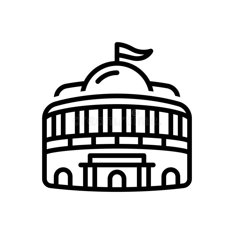 Black Line Icon for Government, Authority and Building Stock Vector ...