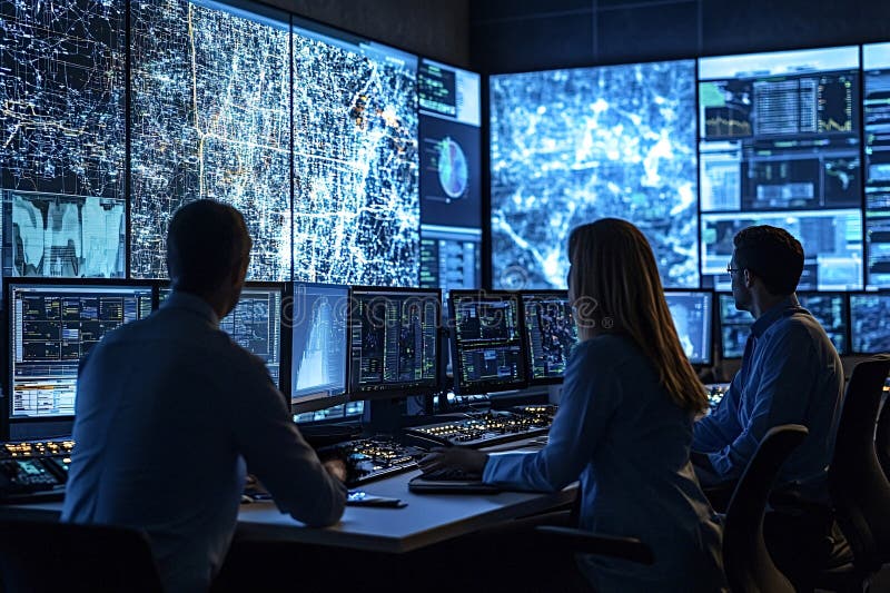 Government Intelligence Agency Team Working Late Analyzing Data Stock ...