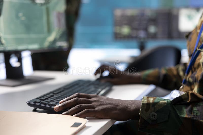 Government Intelligence Soldier Command Center Works Surveillance Stock ...