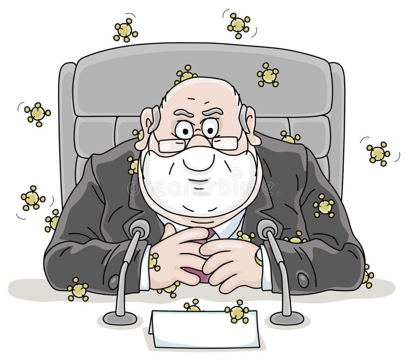Government Official in a Mask Surrounded by Virus Stock Vector ...