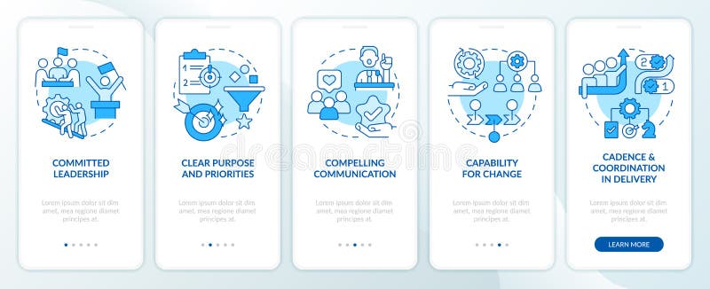 Government Transformation Blue Onboarding Mobile App Screen Stock ...