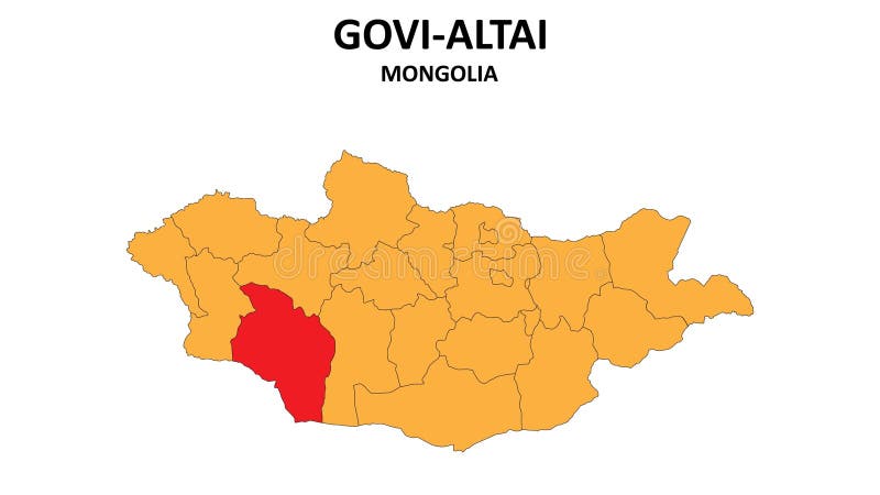 Govi-Altai Map in Mongolia. Vector Map of Mongolia. Regions Map of ...