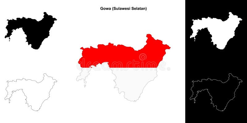Gowa outline map stock vector. Illustration of kabupaten - 356959197