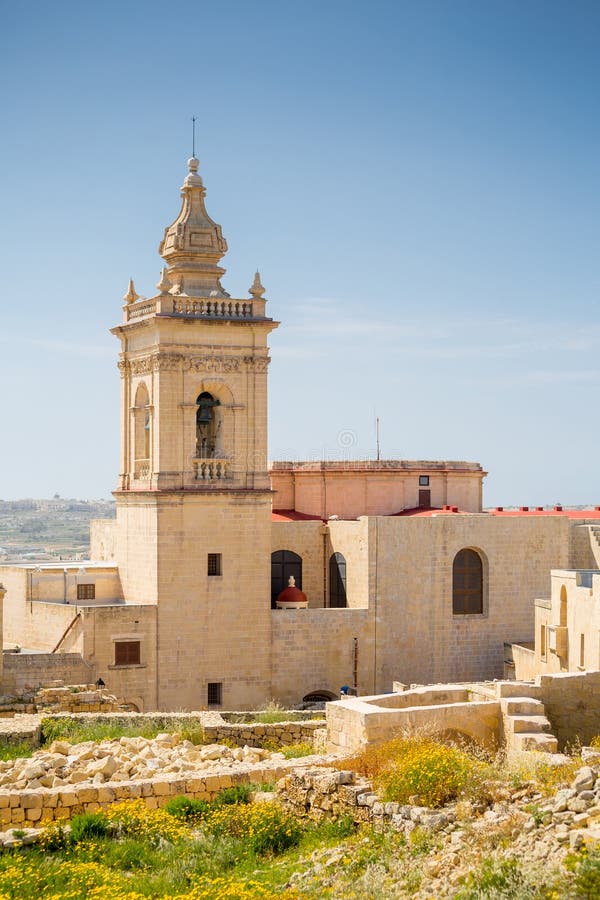 Gozo Cathedral, Victoria, Malta Stock Photo - Image of building, church ...