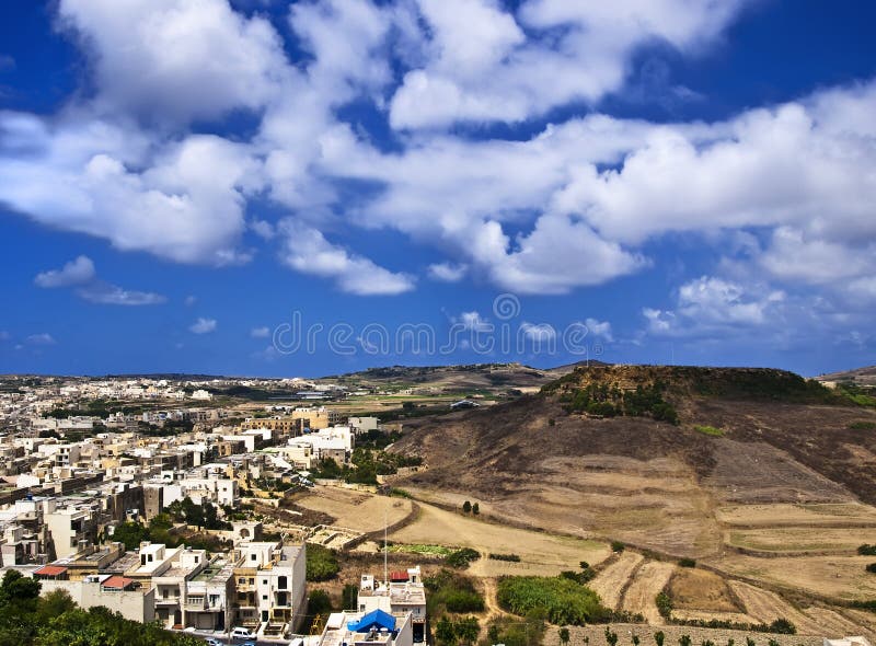 Gozo Landscape stock photo. Image of hill, city, unique - 10474368