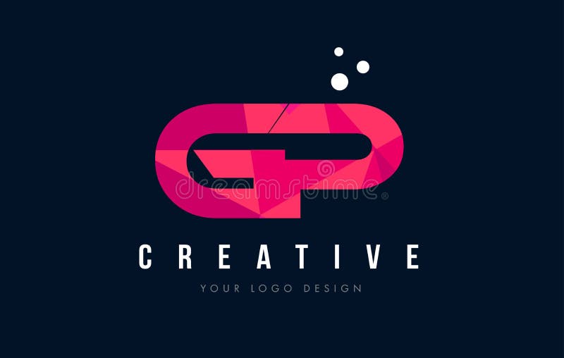 GP G P Letter Logo with Purple Low Poly Pink Triangles Concept Stock ...