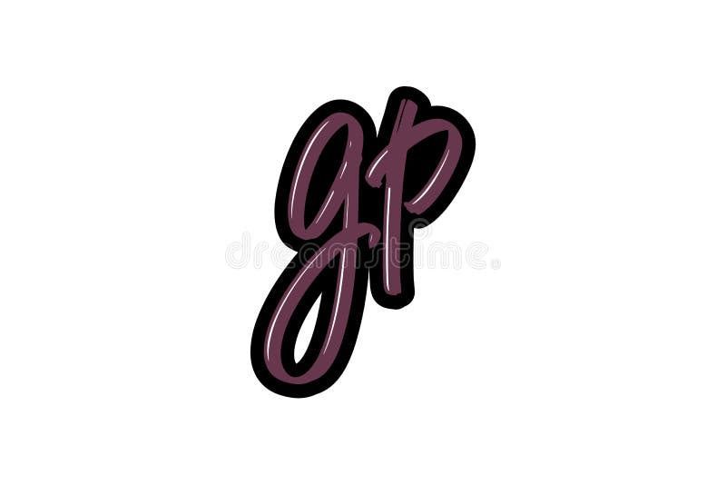 GP Hand Drawn Lettering Logo Stock Illustration - Illustration of ...