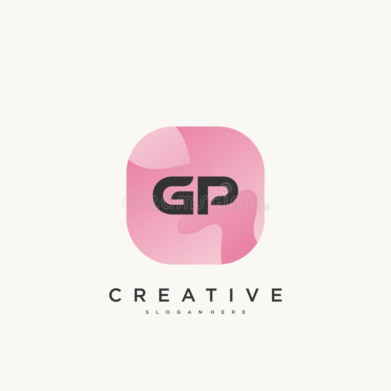 GP Initial Letter Logo Icon Design Template Elements with Wave Colorful ...