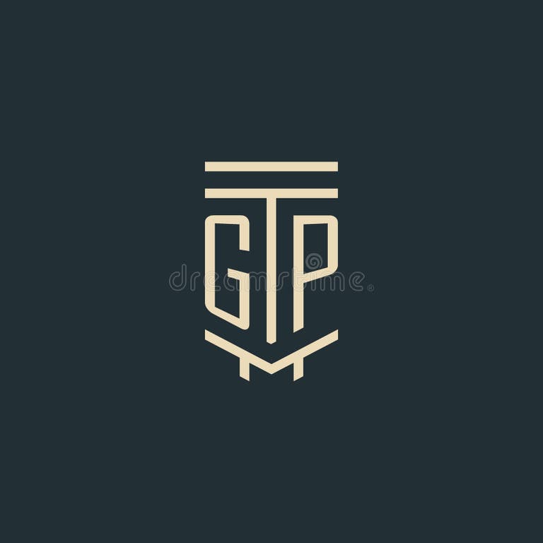 GP Initial Monogram with Simple Line Art Pillar Logo Designs Stock ...