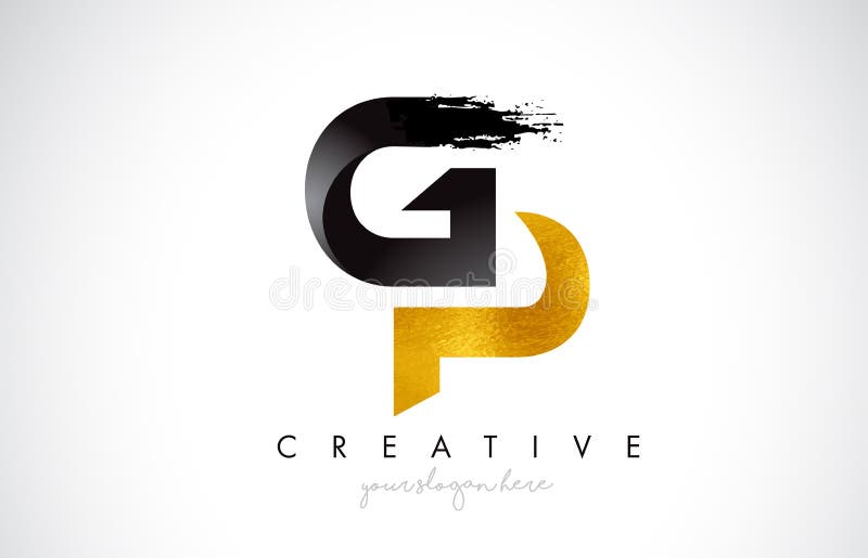 GP Letter Design with Brush Stroke and Modern 3D Look Stock Vector ...
