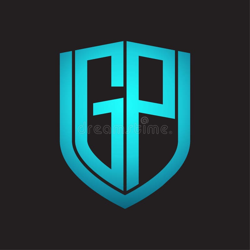 GP Logo Monogram with Emblem Shield Design Isolated with Blue Colors on ...