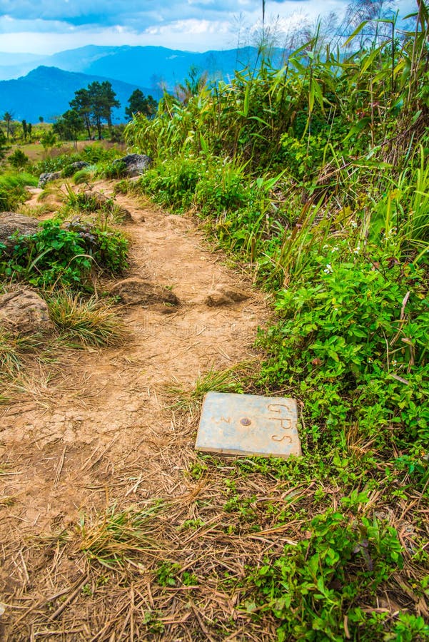 GPS benchmark on mountain stock image. Image of survey - 188821513