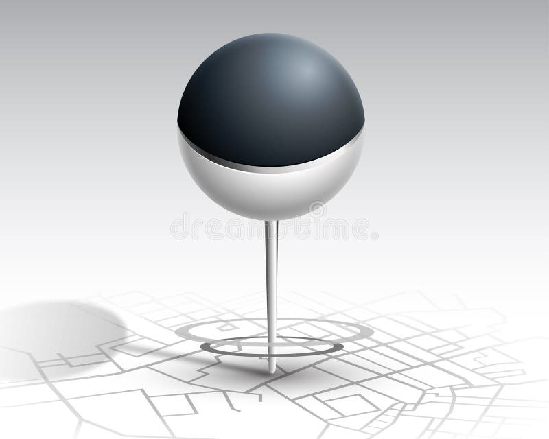GPS.black Color Pin Dropping at Location on Map Stock Vector ...
