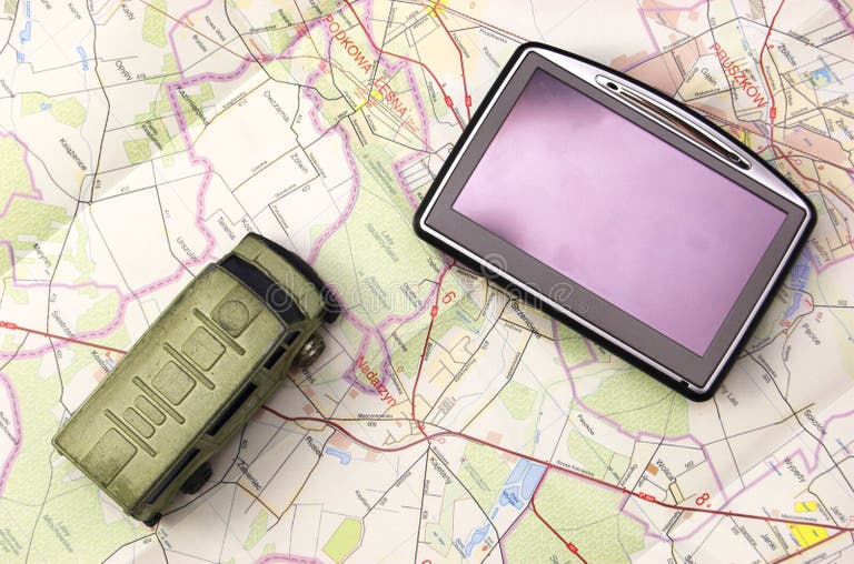 GPS and car on map stock photo. Image of mobile, auto - 5970358