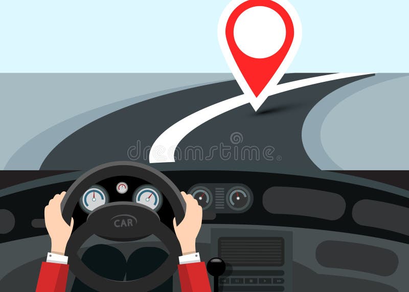 GPS Car Navigation with Destination Point - Pin Stock Illustration ...