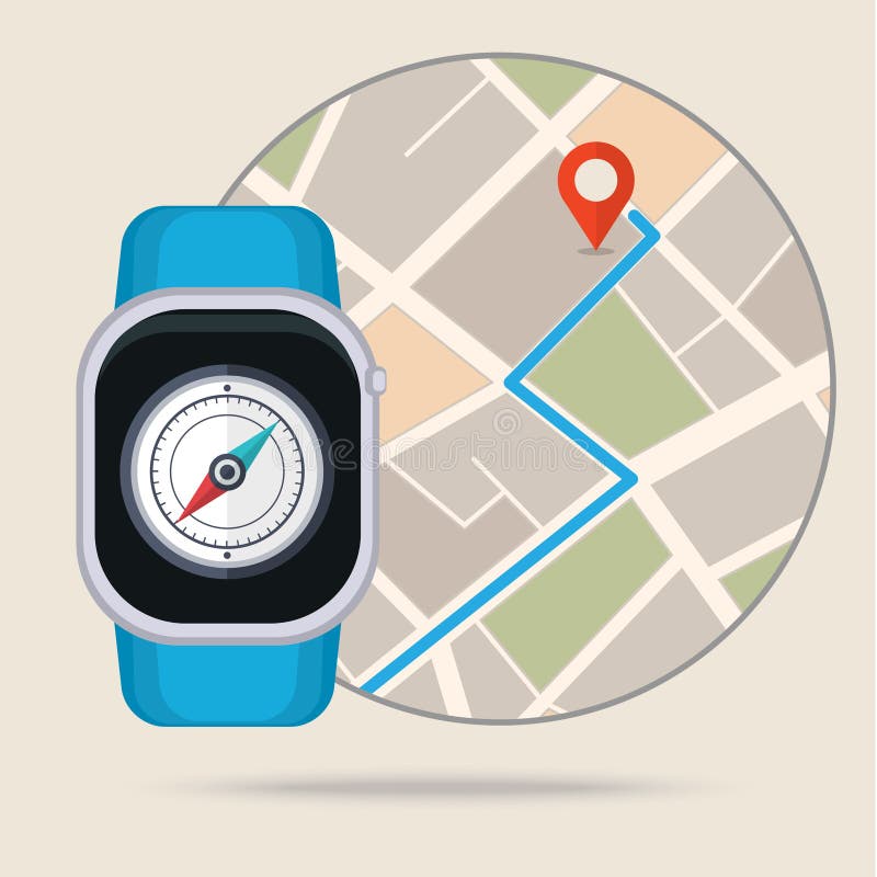 Gps Concept in Flat Style. Smart Watch Navigator Stock Vector ...