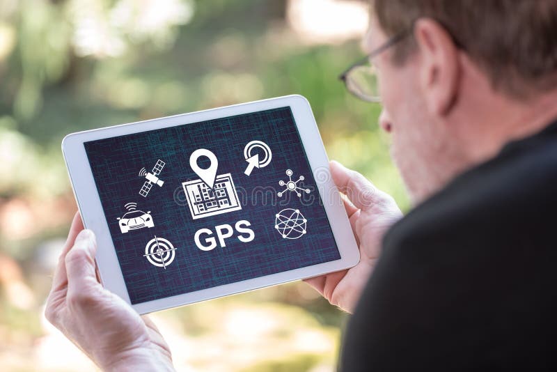 Gps concept on a tablet stock photo. Image of position - 234058858