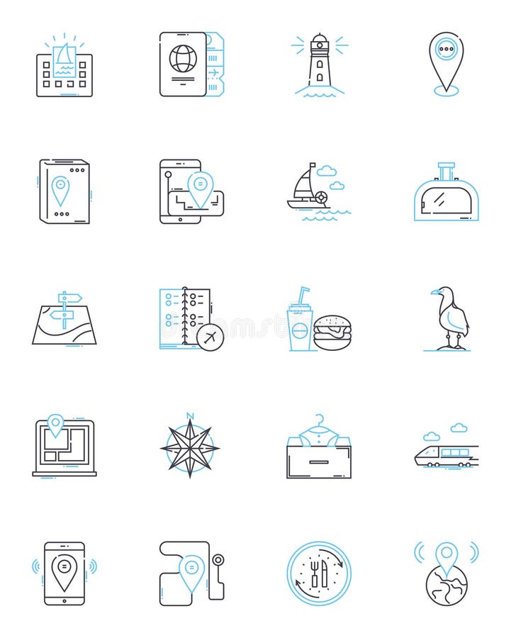 Gps Coordinates Linear Icons Set Position Location Navigation Mapping Waypoints
