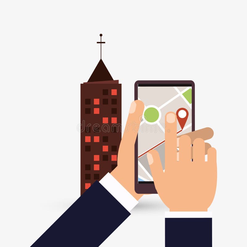 GPS Design. Building Icon. Isolated Illustration, Editable Vector Stock ...