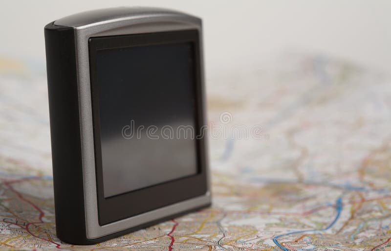 GPS device on a map stock image. Image of roads, portable - 1783527