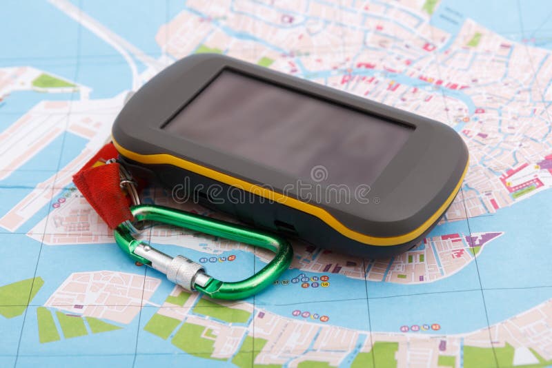 GPS device and map stock image. Image of travel, handheld - 142548829