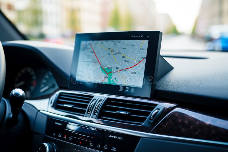 Gps Device Mounted To the Dashboard of Car with Map on it. Generative ...