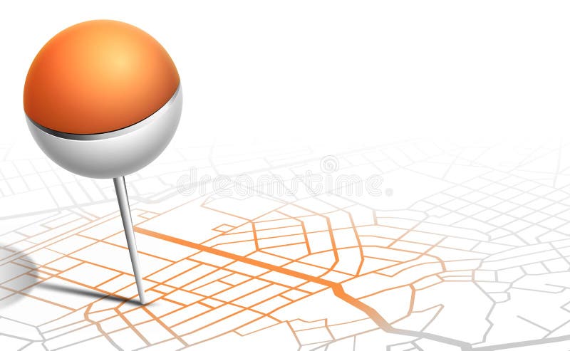 GPS. Drop a Pin in Map Orange Color on White Background Stock Vector ...